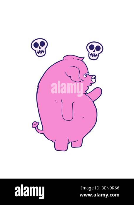 spinning skulls animation of cartoon fat pit Stock Video Footage - Alamy