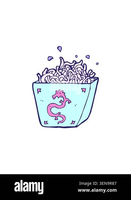 attention grabbing animation of cartoon noodle box Stock Video Footage ...