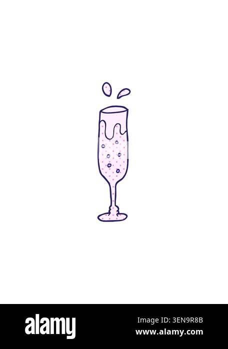 splitting effect animation of cartoon doodle glass of champagne Stock ...