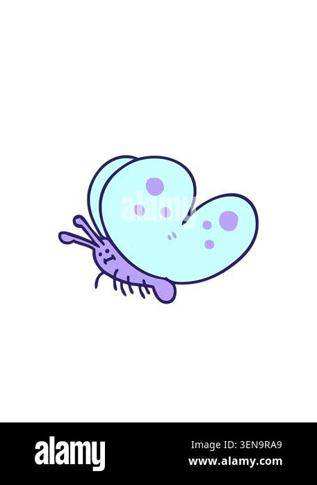 blinking radial lines animation of hand drawn quirky cartoon butterfly ...