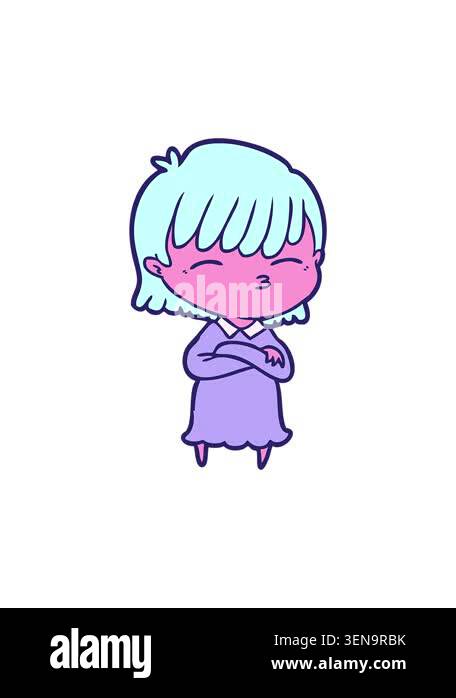 attention grabbing animation of bright neon design of cartoon woman ...