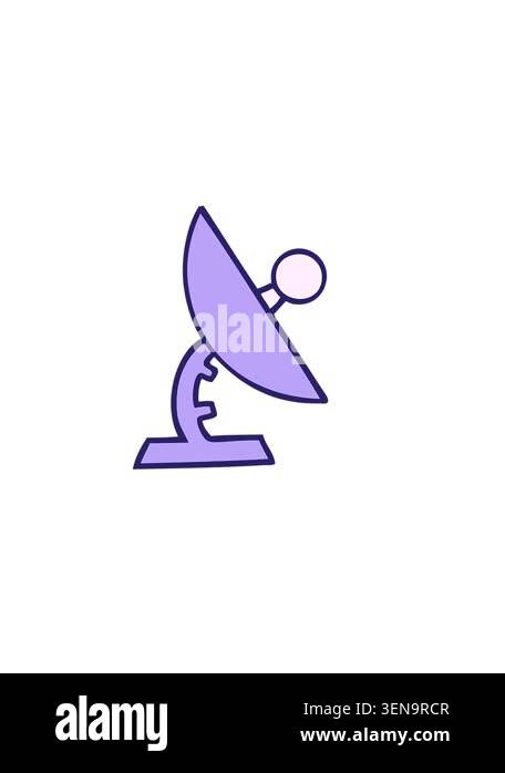 horizontally vibrating animation of cute cartoon of a satelite dish ...