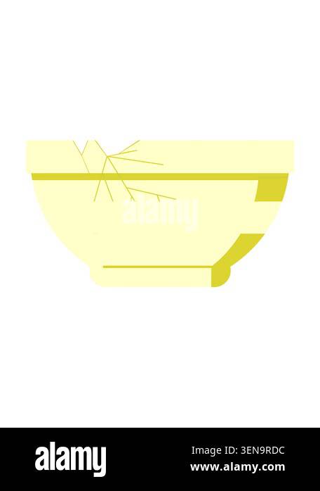 changing color animation of cracked bowl graphic vector illustration ...