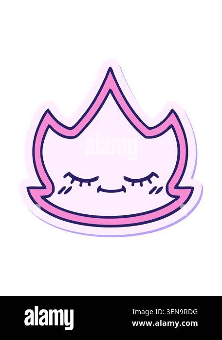 shine light effect animation of sticker of a cute cartoon fire flame ...