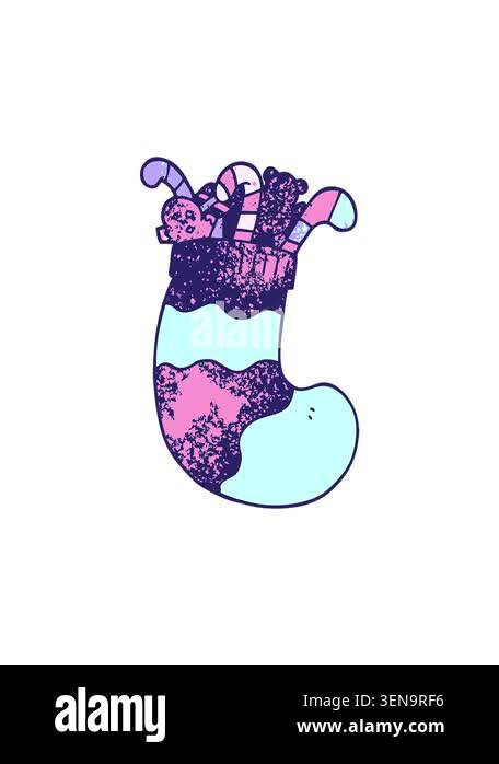 attention grabbing animation of cartoon doodle christmas stocking full ...