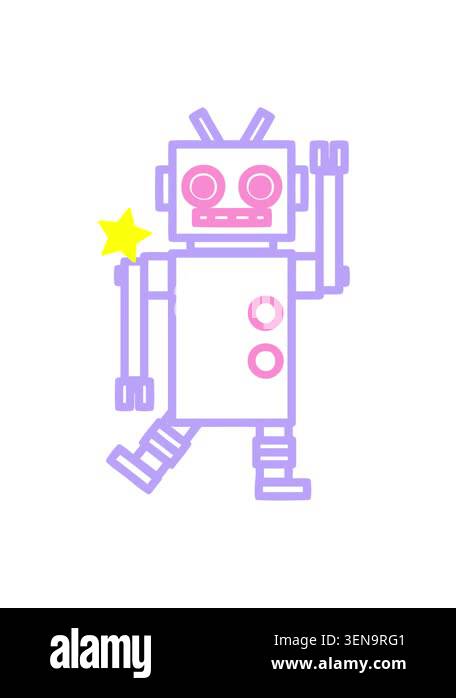 twinkling stars effect animation of dancing robot symbol icon Stock ...