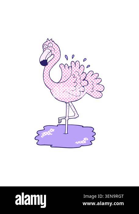 shine light effect animation of freehand drawn cartoon flamingo Stock ...