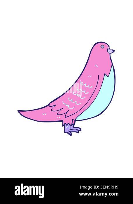 pressure popping animation of cartoon doodle of a bright bird Stock ...