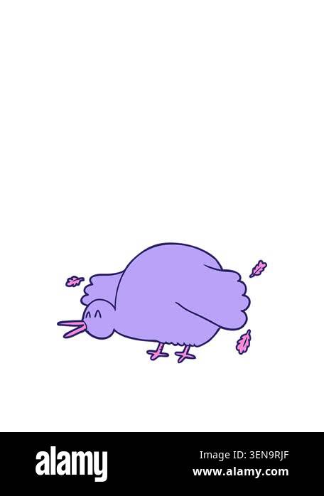 rise and float animation of cartoon kiwi bird flapping wings Stock ...