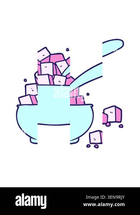 splitting motion animation of cartoon sugar bowl Stock Video Footage ...