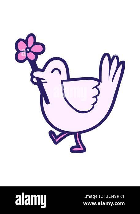 pixelize effect animation of bird with flower cartoon Stock Video ...