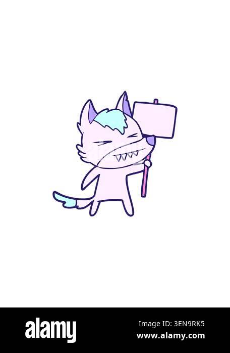 flashy sales animation of angry wolf cartoon with placard Stock Video ...