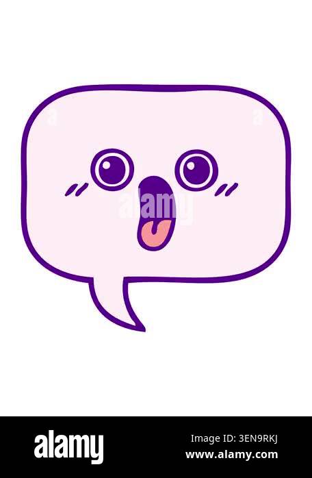 shivering motion animation of cute cartoon of a speech bubble in bright ...