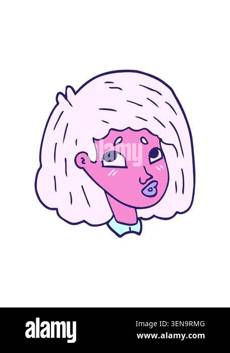 spinning motion animation of cartoon doodle face of a girl Stock Video ...
