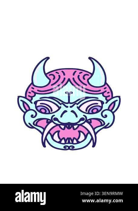 bobbing motion animation of japanese kabuki theatre oni mask image ...