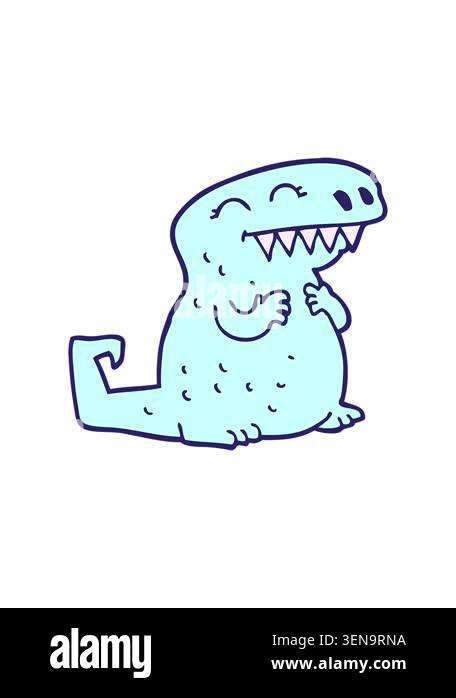 jiggle and pause animation of dinosaur doodle cartoon Stock Video ...
