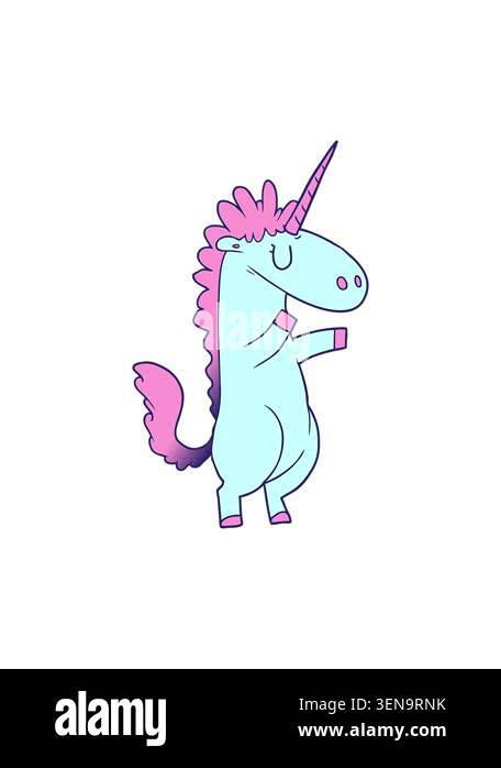 jiggle and pause animation of cartoon unicorn illustration Stock Video ...