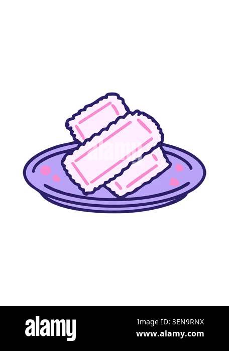 spinning motion animation of brazilian fried pastels on plate cartoon ...
