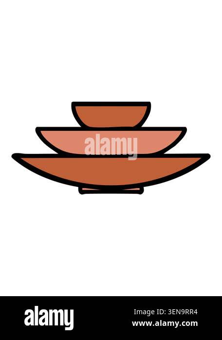 shine light effect animation of stack of ceramic japanese plates Stock ...