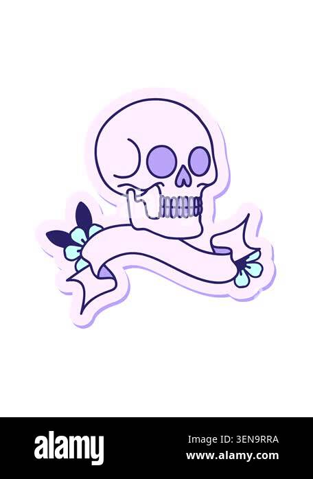 vibrating motion animation of a tattoo style sticker with banner of a ...