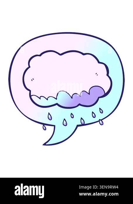 pixelize effect animation of rain cloud with speech bubble in smooth ...