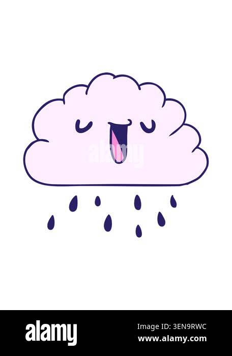 jiggle and pause animation of cartoon illustration kawaii weather rain ...