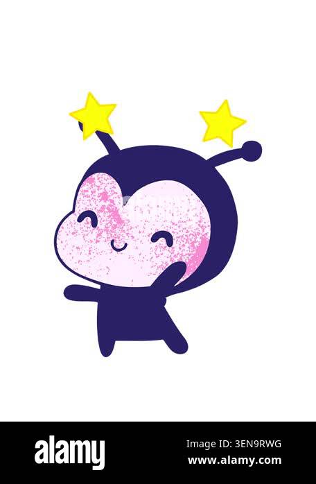 spinning stars animation of textured cartoon illustration kawaii of a ...