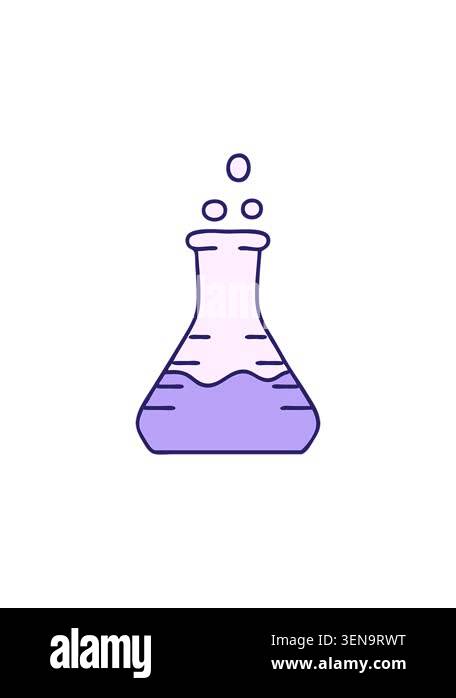 popping motion animation of cartoon of a bubbling chemical potion vial ...