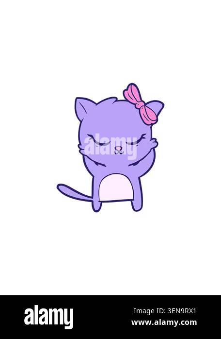 flashy sales animation of cute cartoon cat with bow Stock Video Footage ...