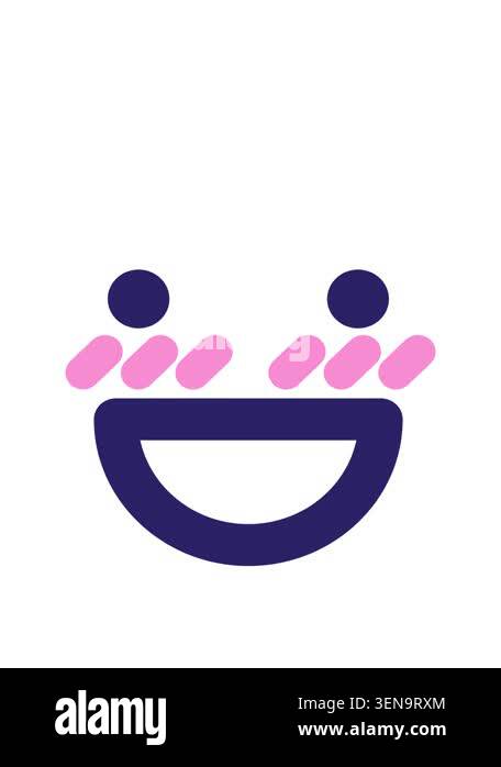 stretching up animation of happy blushing face icon Stock Video Footage ...