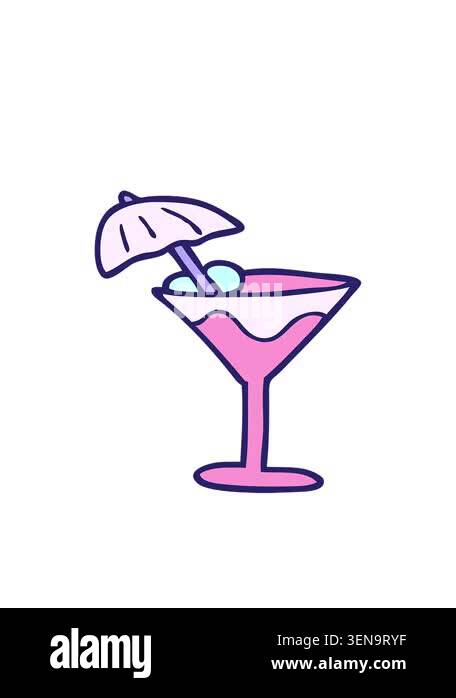 bobbing motion animation of cartoon doodle martini drink Stock Video ...