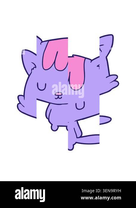 splitting motion animation of a fun drawing of a cartoon cat Stock ...