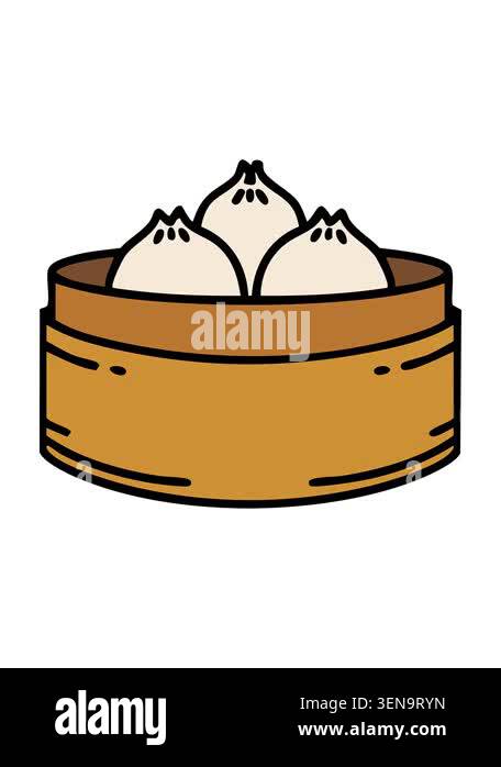 shaking motion animation of japanese dumplings in a circular steamer ...