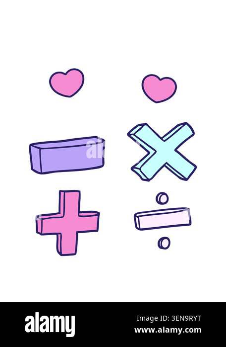 spinning hearts animation of cartoon math symbols Stock Video Footage ...