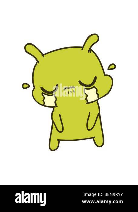 changing color animation of freehand drawn cartoon of cute sad alien ...