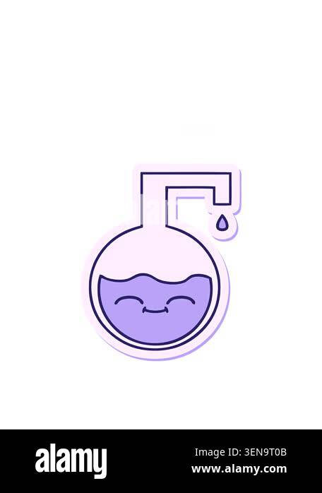 jumping motion animation of sticker of a cute cartoon science ...