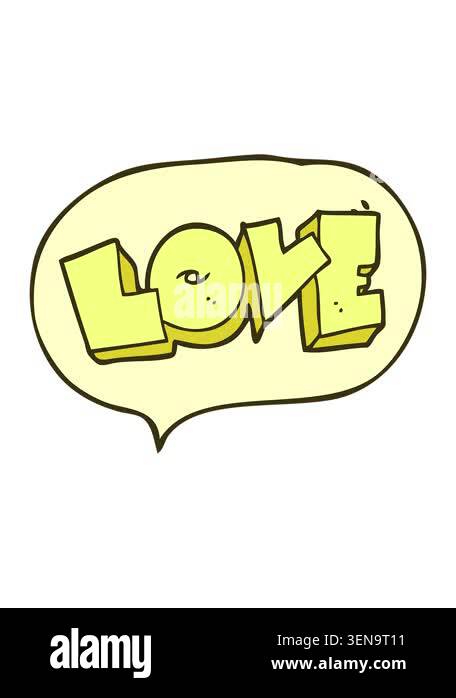 changing color animation of freehand drawn speech bubble cartoon love ...
