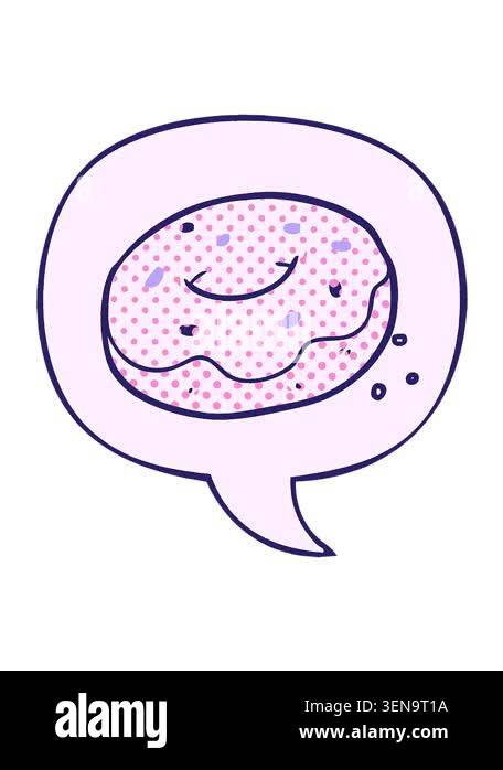 vibrating motion animation of cartoon donut with sprinkles with speech ...