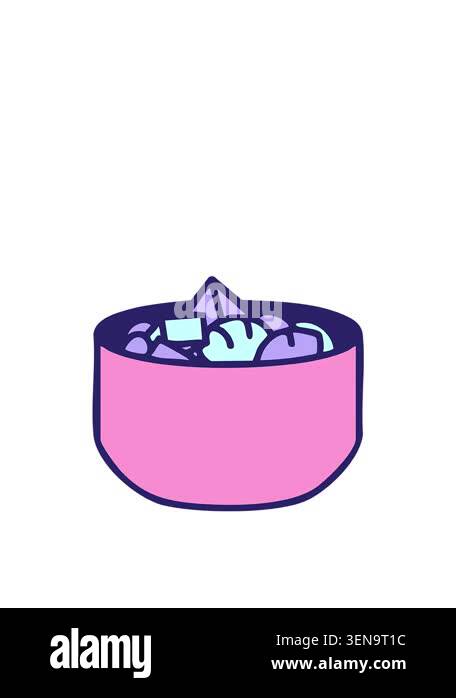 jumping motion animation of drawing of mixed seafood and vegetable ...