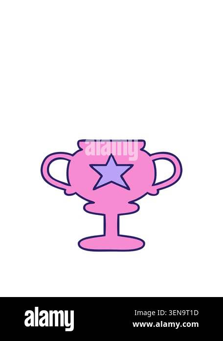 stretching up animation of cute cartoon of a gold trophy Stock Video ...