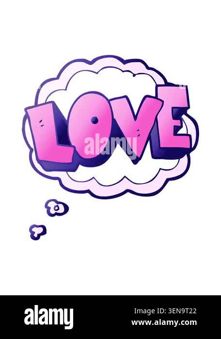 pixelize effect animation of freehand drawn thought bubble cartoon love ...