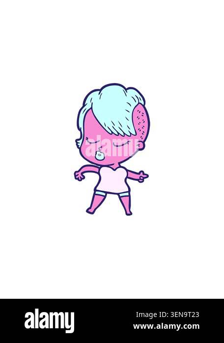 radioactive glowing animation of cartoon hipster girl Stock Video ...