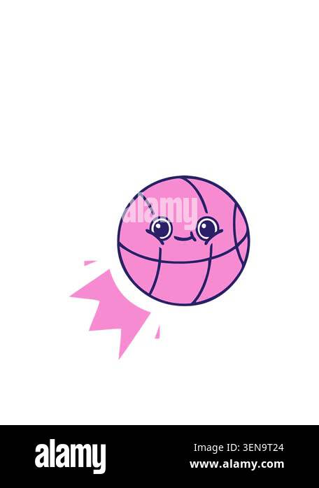 stretching up animation of flat color retro cartoon of a basketball ...
