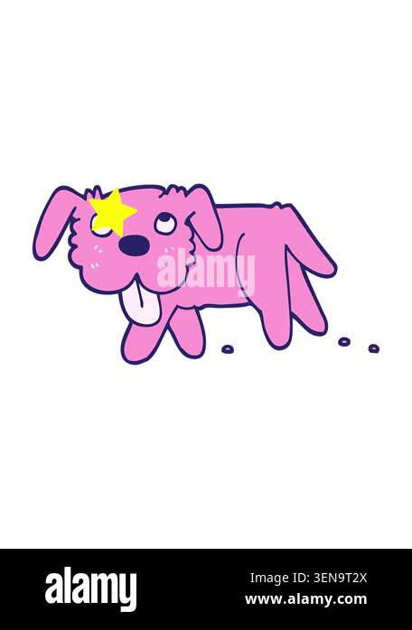 twinkling stars effect animation of doodle style cartoon happy dog ...