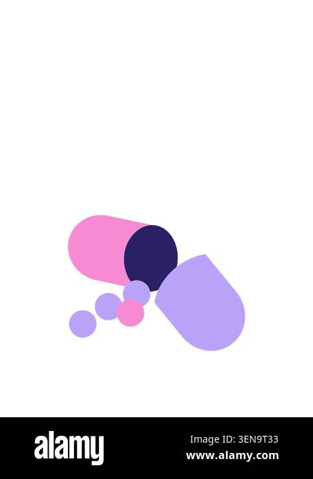 rise and float animation of Flat color illustration of open capsule ...