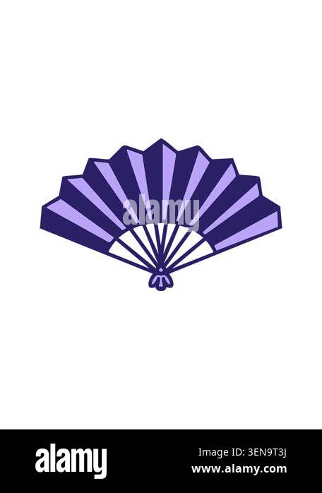 popping motion animation of an open traditional japanese folding fan ...