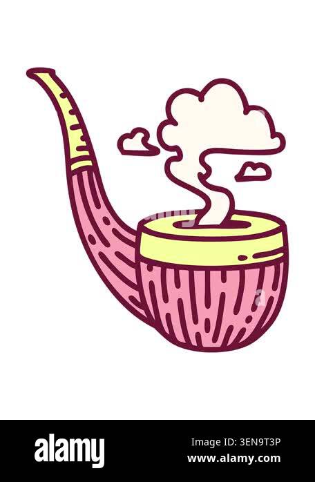 shaking motion animation of iconic tattoo style image of a smokers pipe ...