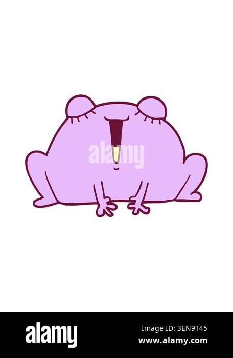 pressure popping animation of cute cartoon frog in bright glow color ...