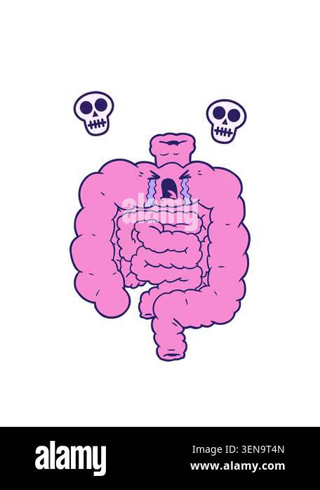 spinning skulls animation of cartoon intestines crying Stock Video ...