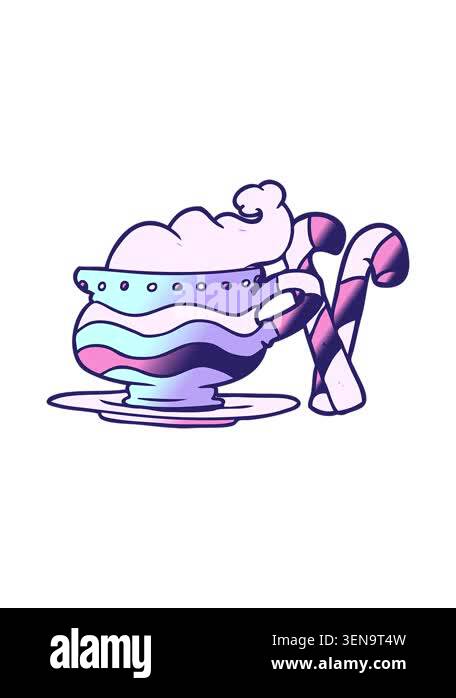 shine light effect animation of cartoon christmas cocoa with candy ...